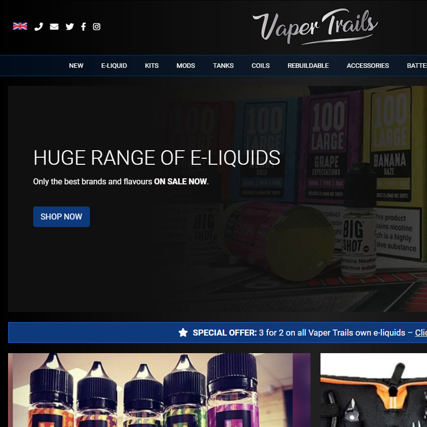 Vaper Trails - A fully custom built WooCommerce website selling all ...